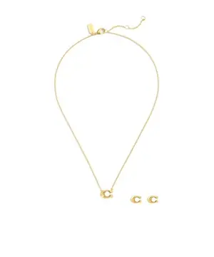 COACH Set Of Logo Earrings And Necklace - Yellow