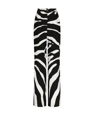 Dolce & Gabbana Dolce Gabbana Zebra-printed High Waist Flared Pants - Black