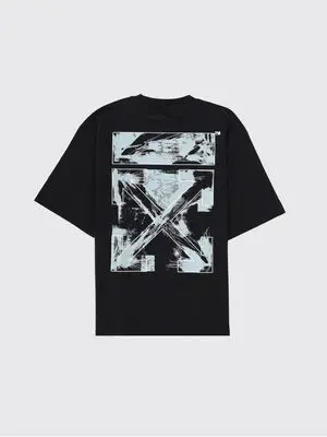 Off-White Cotton T-shirt With Contrasting Arrow Logo On The Back - Black