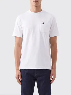 Fred Perry Crewneck Cotton T-shirt With Patch Pocket And Embroidered Logo - White