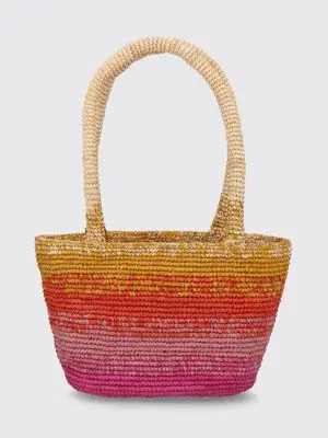 Manebí Panier Raffia Shoulder Bag With Double Handle And Charm