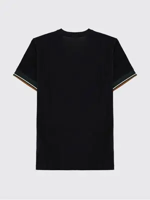 Fred Perry Crewneck Cotton T-shirt With Contrasting Embroidered Logo - Black