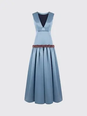 Vivetta Flared Satin Midi Evening Dress With Beaded Embellishments