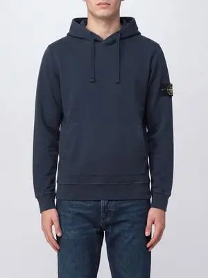 Stone Island Relaxed Fit Cotton Hoodie With Kangaroo Pocket Navy