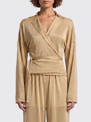 Alberta Ferretti Wrap Shirt In Viscose And Lurex With Rever Collar