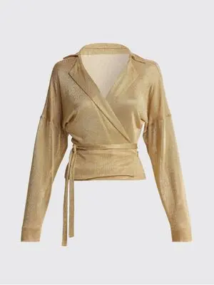 Alberta Ferretti Wrap Shirt In Viscose And Lurex With Rever Collar