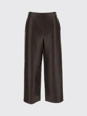 Max Mara Cropped Wide-leg Faux Leather Trousers - Brown