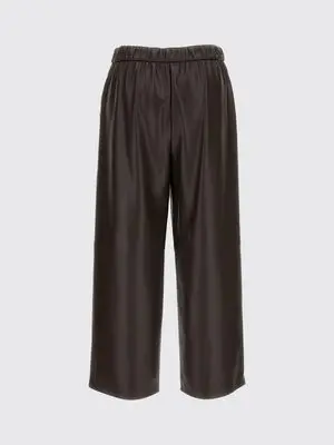 Max Mara Cropped Wide-leg Faux Leather Trousers - Brown