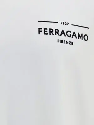 FERRAGAMO Crewneck Cotton T-shirt With Contrasting Front Logo
