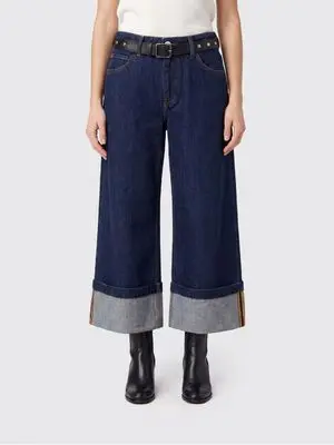 Pinko Cropped Wide-leg Jeans With Cuffed Hem - Denim