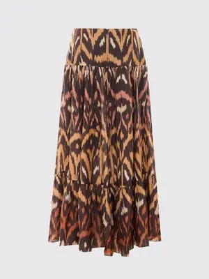 Zimmermann Abstract Print Flared Silk Midi Skirt - Brown