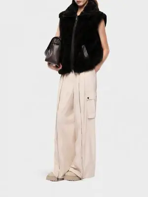 Pinko Hooded Faux Fur Waistcoat - Black