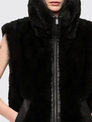Pinko Hooded Faux Fur Waistcoat - Black