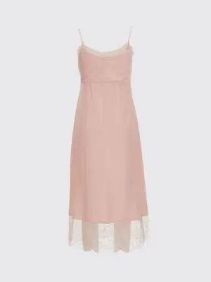 Simone Rocha Satin Midi Slip Dress With Embroidered Lace Details - Pink
