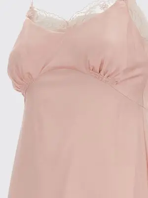 Simone Rocha Satin Midi Slip Dress With Embroidered Lace Details - Pink