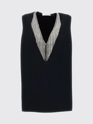 Sportmax V-neck Sleeveless Top With Jewel Fringe - Black