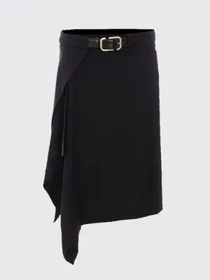 Attico Asymmetrical Virgin Wool Midi Skirt With Adjustable Belt