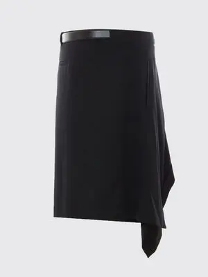 Attico Asymmetrical Virgin Wool Midi Skirt With Adjustable Belt