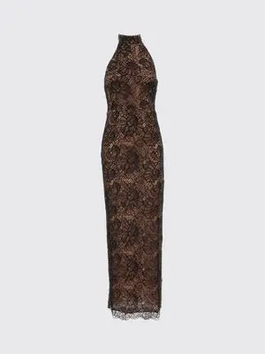 ROTATE BY BIRGER CHRISTENSEN Slim Fit Lace Midi Sheath Dress With Halter Neck