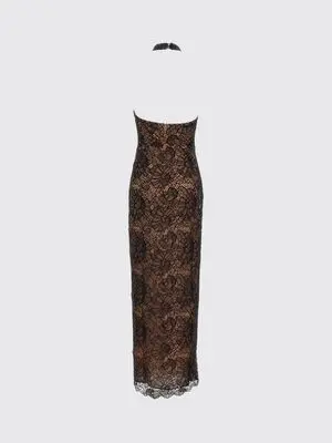 ROTATE BY BIRGER CHRISTENSEN Slim Fit Lace Midi Sheath Dress With Halter Neck