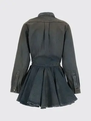 HAIKURE Cotton Denim Mini Shirtdress With Flared Skirt