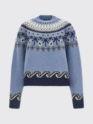 Alanui Virgin Wool Crewneck Jumper With Ethnic Jacquard Motif - Green