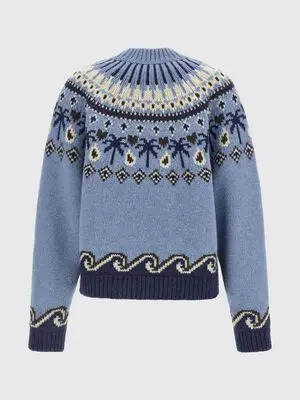 Alanui Virgin Wool Crewneck Jumper With Ethnic Jacquard Motif - Green
