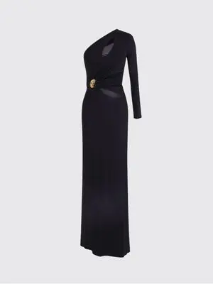 Elisabetta Franchi One-shoulder Long Evening Gown In Crêpe With Cut-out Details