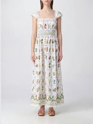 Farm Rio Tropical Porcelain Cotton Mini Dress With Square Neckline