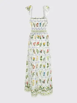 Farm Rio Tropical Porcelain Cotton Mini Dress With Square Neckline
