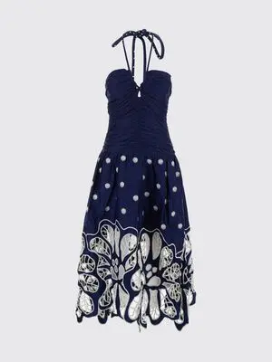 Farm Rio Richelieu Floral Print Cotton Midi Dress With Halter Neck