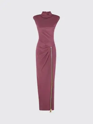 Balmain High-neck Ruched-waist Jersey Long Sheath Gown