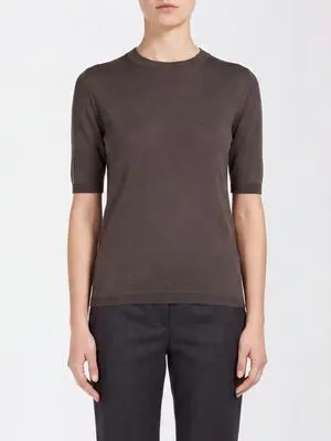 Max Mara Max Mara Short-Sleeved Silk And Cashmere Knit Top Green