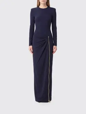 Balmain Padded-shoulder Long-sleeved Jersey Sheath Gown