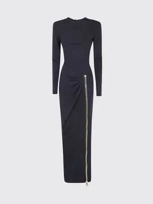 Balmain Padded-shoulder Long-sleeved Jersey Sheath Gown