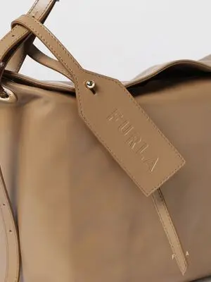 Furla Ginevra Smooth Leather Shoulder Bag With Logo Charm - Brown