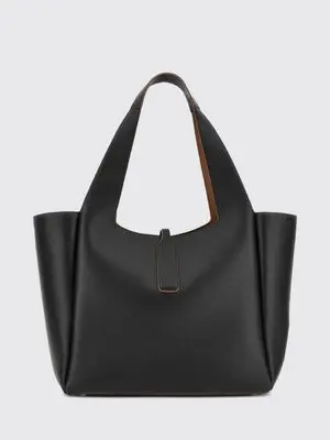 Hogan Calfskin Shoulder Bag With Double Handle And Inner Pouch - Black