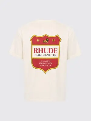 Rhude Cotton T-shirt With Logo Crest And Dropped Shoulders - White