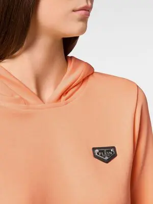 Philipp Plein Jersey Hoodie With Contrast Logo - Salmon