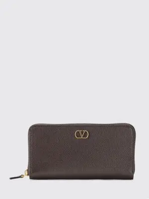 Valentino Garavani Vlogo Signature Continental Wallet In Calfskin Leather Brown