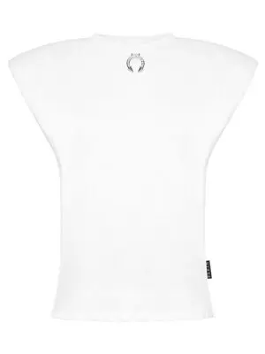 Philipp Plein Jersey Tank Top With Crew Neck And Padded Shoulders - White