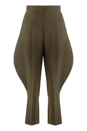 Fendi Wool And Mohair High-waisted Palazzo Trousers - Green