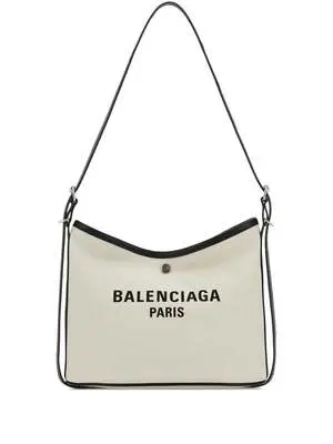 Balenciaga Logo-print Canvas Shoulder Handbag - Natblack