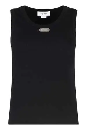 Alexander McQueen Inspired Ribbed Cotton Tank Top - Black