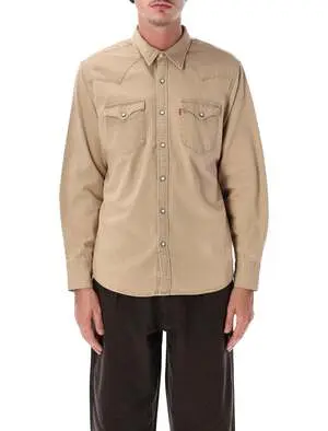 LEVI'S Inspired Barstow-style Cotton Denim Snap-front Western Shirt - Beige