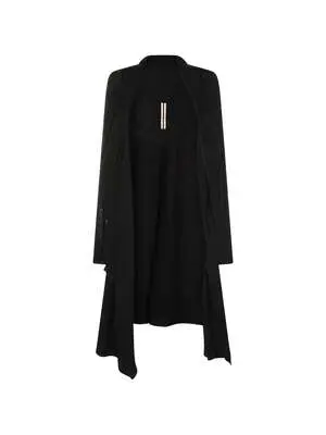 Rick Owens Long Wool Scarf With Ribbed Trim - Nero
