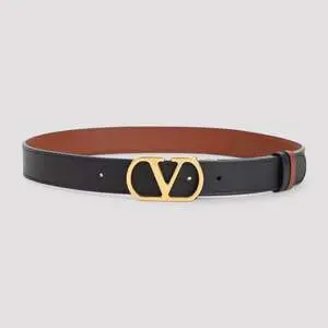 Valentino Garavani Reversible Leather Belt, 3 Cm - Black