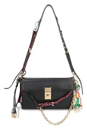 Prada Soft Sound Mini Leather Shoulder Bag, 24 Cm - Black