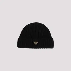 Prada 100% Virgin Wool Beanie - Black