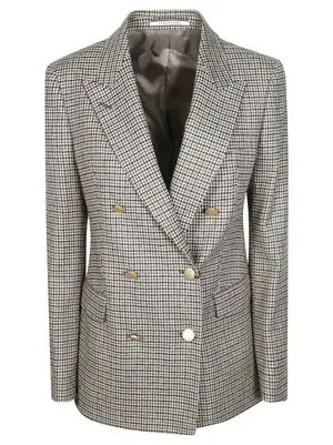 Tagliatore Lurex Houndstooth Jacket - Beige